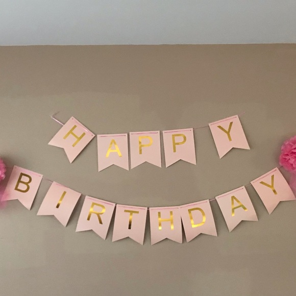 Party Supplies | Happy Birthday Sign Pink Gold | Poshmark